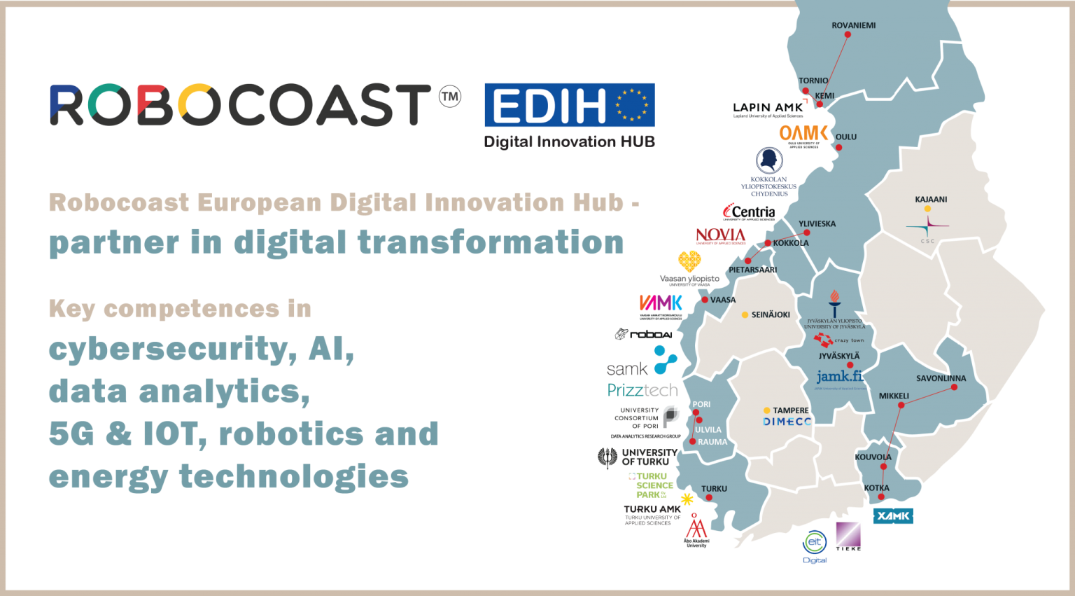 Robocoast EDIH consortium is one of the four European Digital Innovation Hubs in Finland - RoboAI